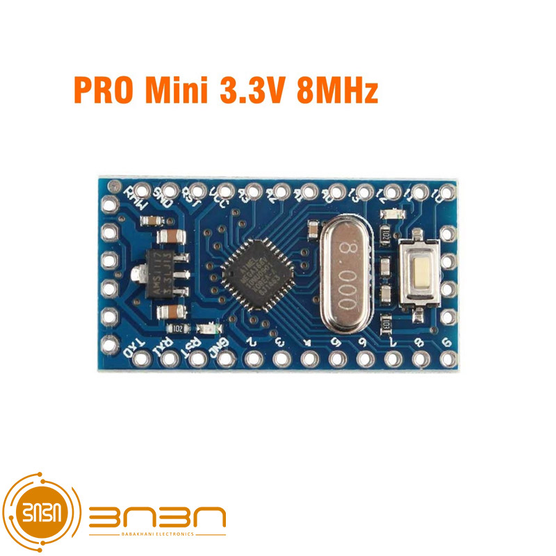 برد آردوینو پرو مینی Arduino Pro mini با پردازنده ATmega168 - باباخانی الکترونیک