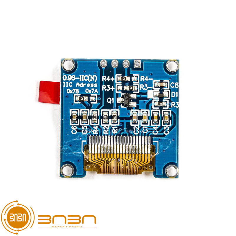 ماژول نمایشگر OLED 0.96 اینچ رابط I2C و درایور SSD1306 - باباخانی الکترونیک