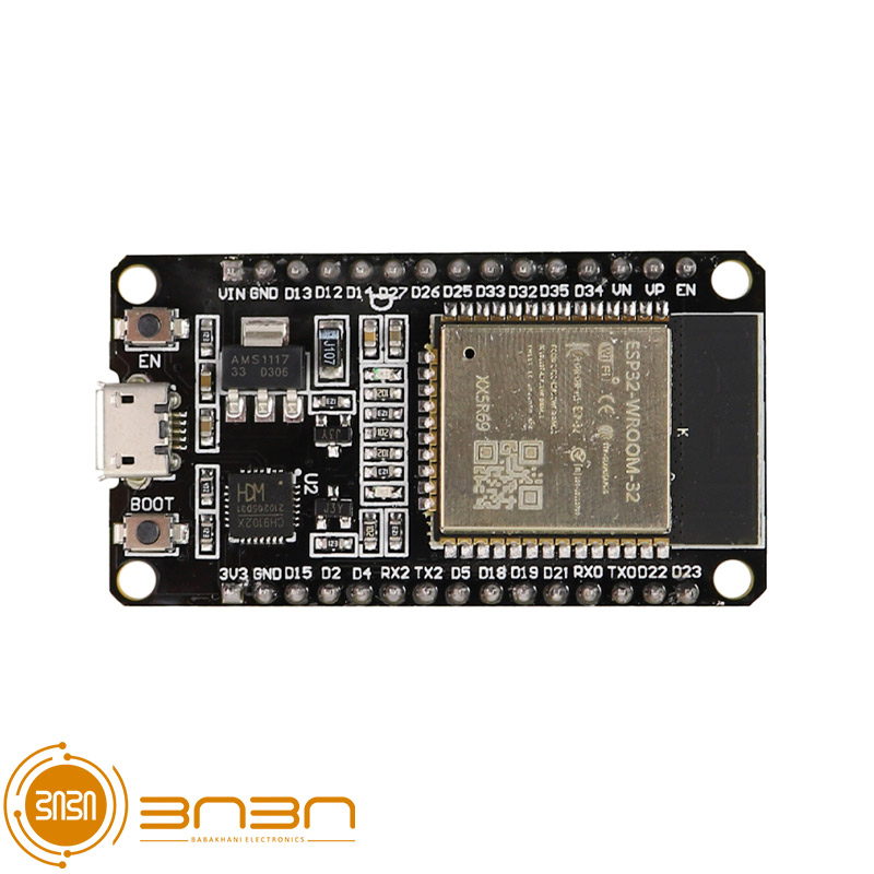 برد توسعه ESP32 با مبدل CH9102(مشابه CP2102) - باباخانی الکترونیک